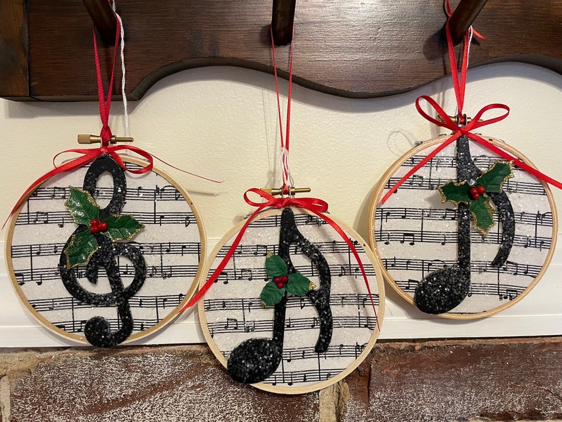 Hymnal Music Note Tambour Christmas Ornament - Etsy