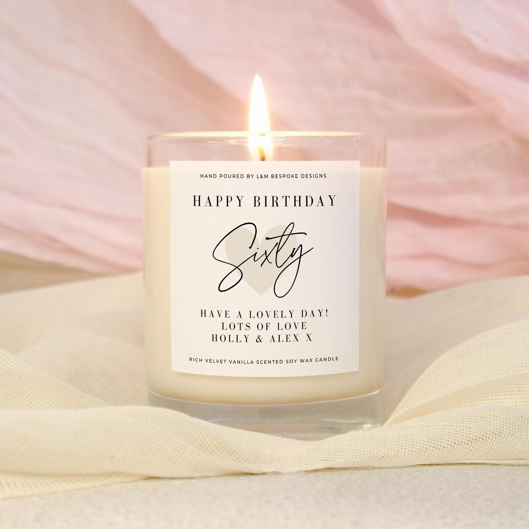 Personalised 60th Birthday Candle Gift, Scented Candle for Sixty Year ...