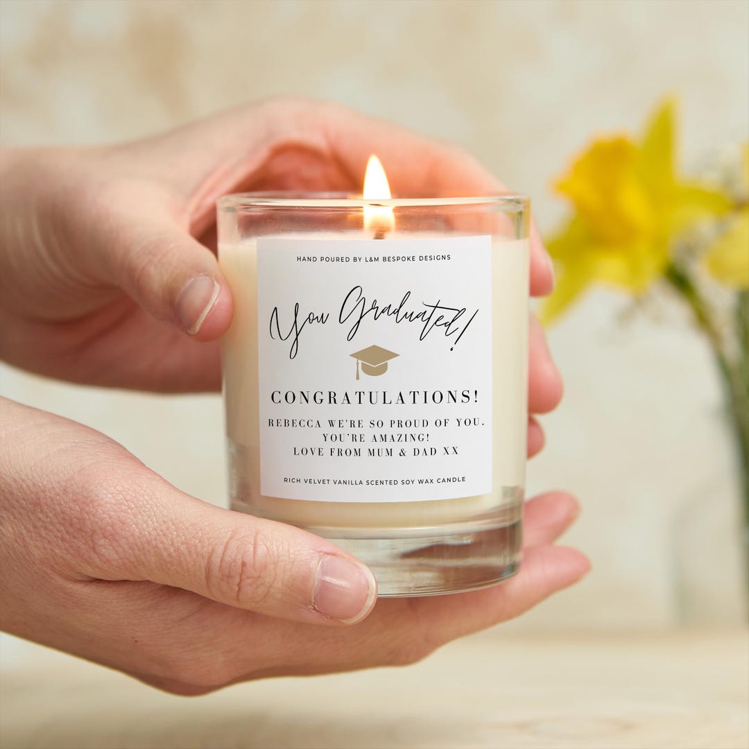 Personalised You Graduated! Candle: Hand Poured Scented Soy Wax - Etsy