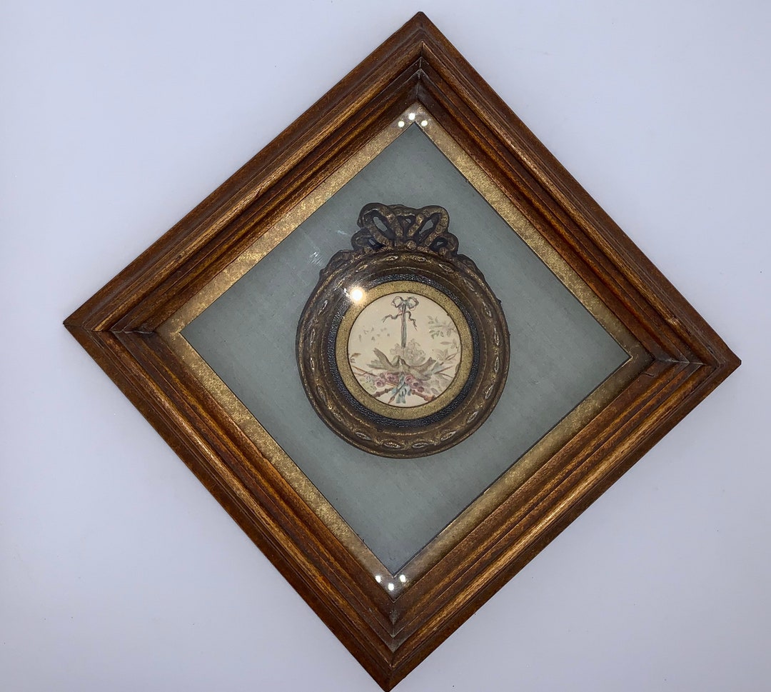 Framed Shadow Box With Love Birds, H. Hal Kramer Co. Antiqued Custom ...