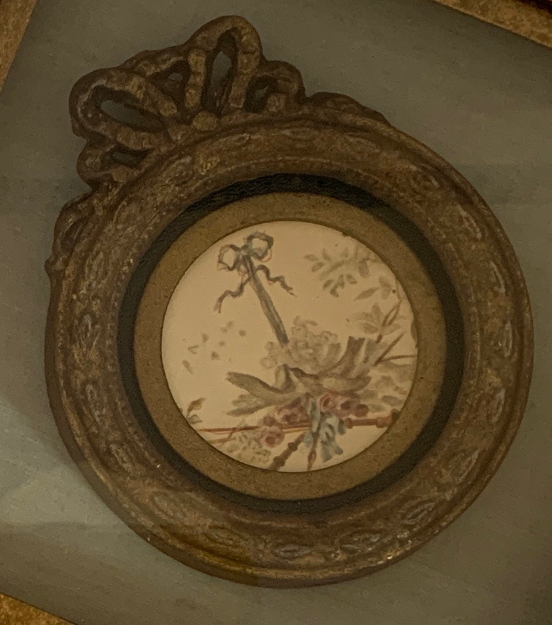 Framed Shadow Box With Love Birds, H. Hal Kramer Co. Antiqued Custom ...