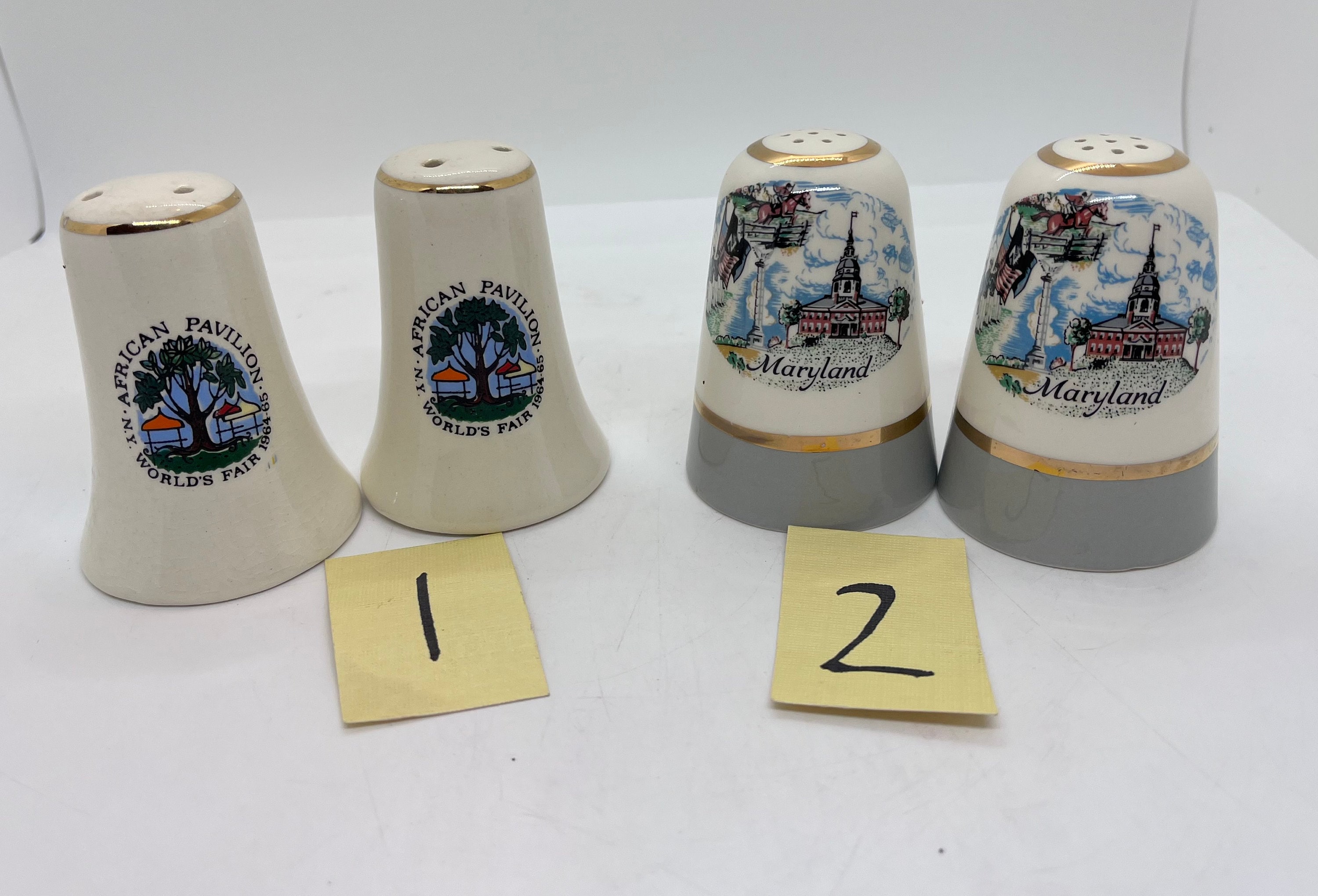 Vintage Salt and Pepper Shakers, NY World Fair, Maryland, Kansas, Pears ...