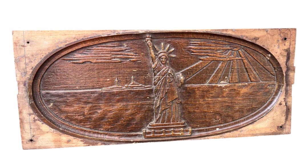 Antique Patriotic Architectural Piece Carving of the Statue of Liberty ...