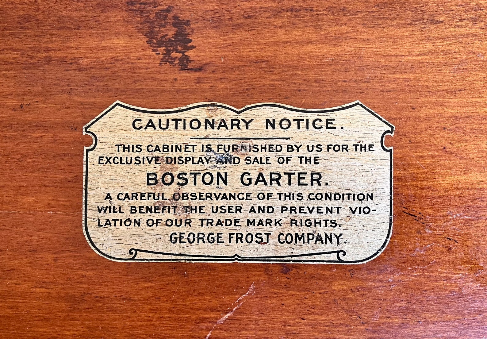 Antique Wood & Glass Display Cabinet for Boston Garter, George Frost ...