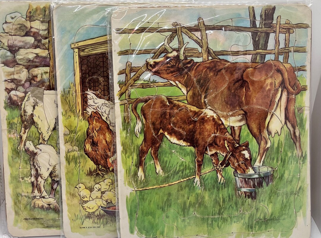 Vintage Farm Animal Board Puzzles: Clara Miller Burd, Charming ...