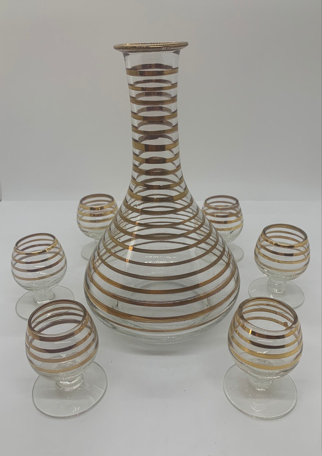 Vintage Cordial Glass Serving Set 7 Piece Set Glass With - Etsy