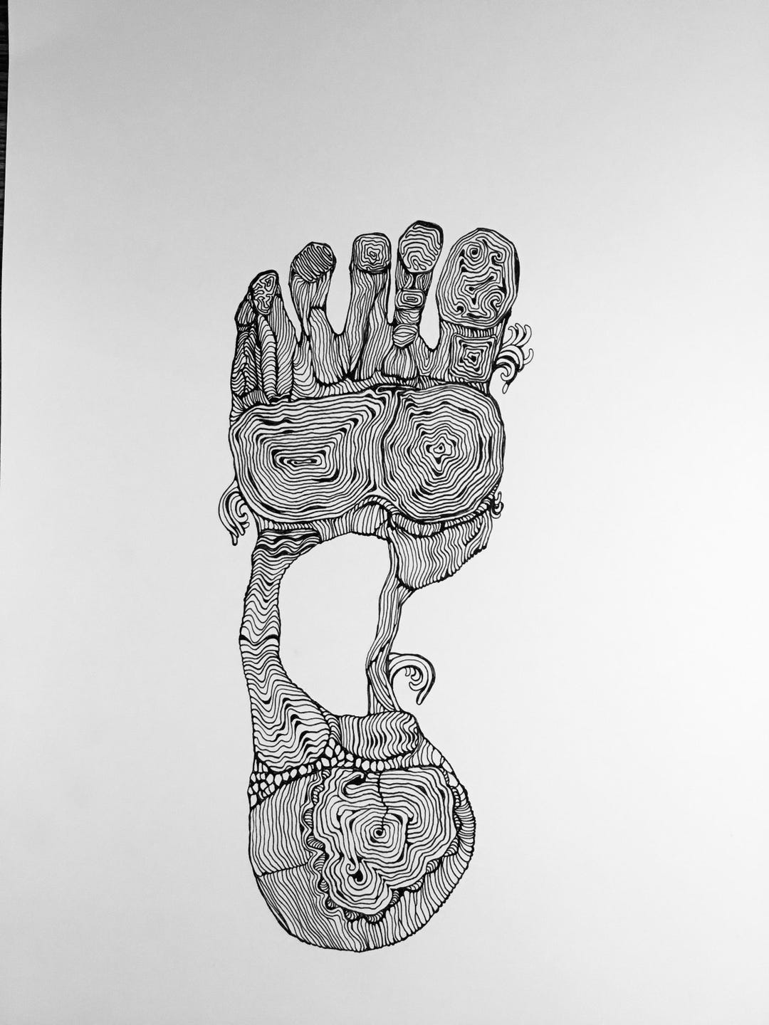 Original Pen and Ink Abstract Foot Print Drawing Doodle 11x17 Inches - Etsy