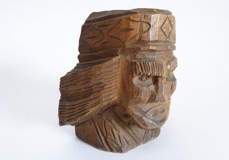 Antique Ainu Women Wooden Mask Japanese Hokkaido Wood Carving Okimono ...