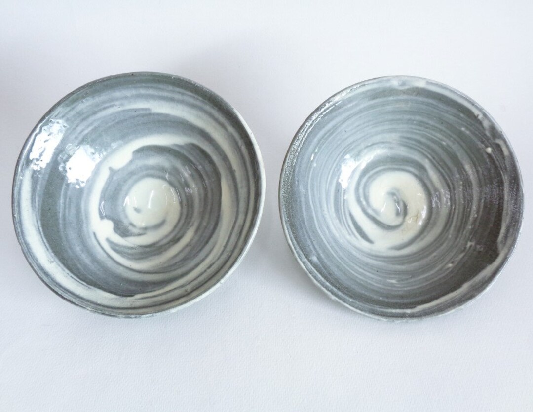 Hakeme Bowl Set of 2,japanese Brush Marked Artistic Pottery Handmade ...