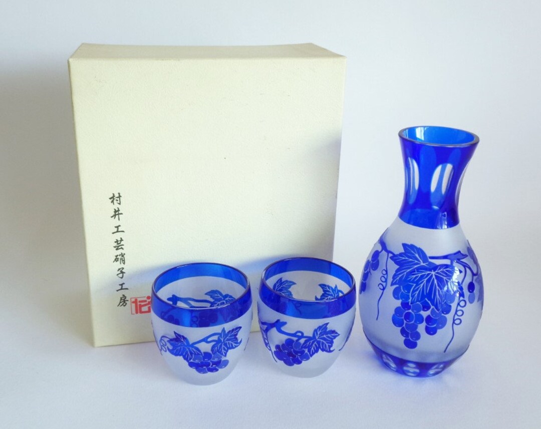 Cold Sake Set Japanese Edo Kiriko Decorative Cut Glass, Murai Craft Art ...