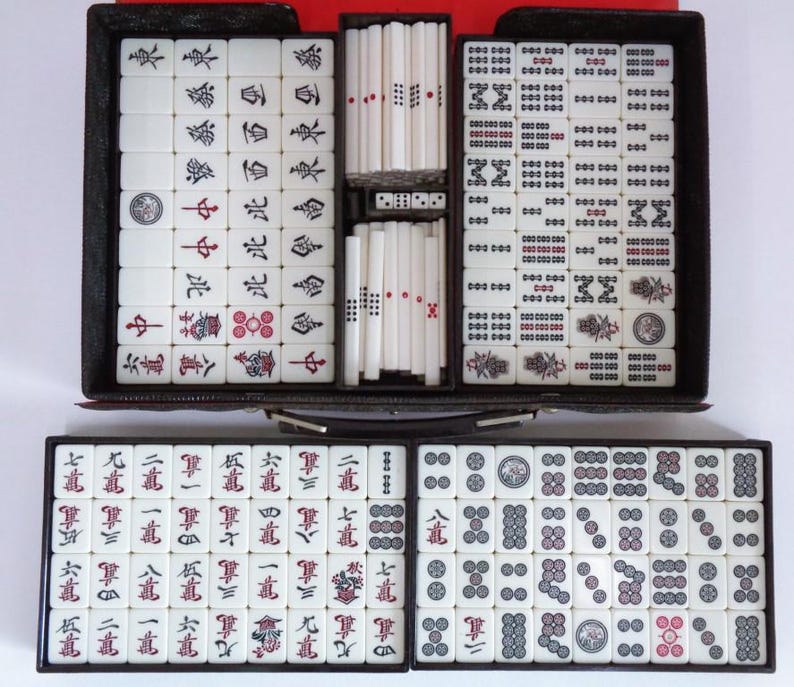 Mahjong Set, Vintage Japanese Riichi Mah-jong Full Kit in Case, "time ...