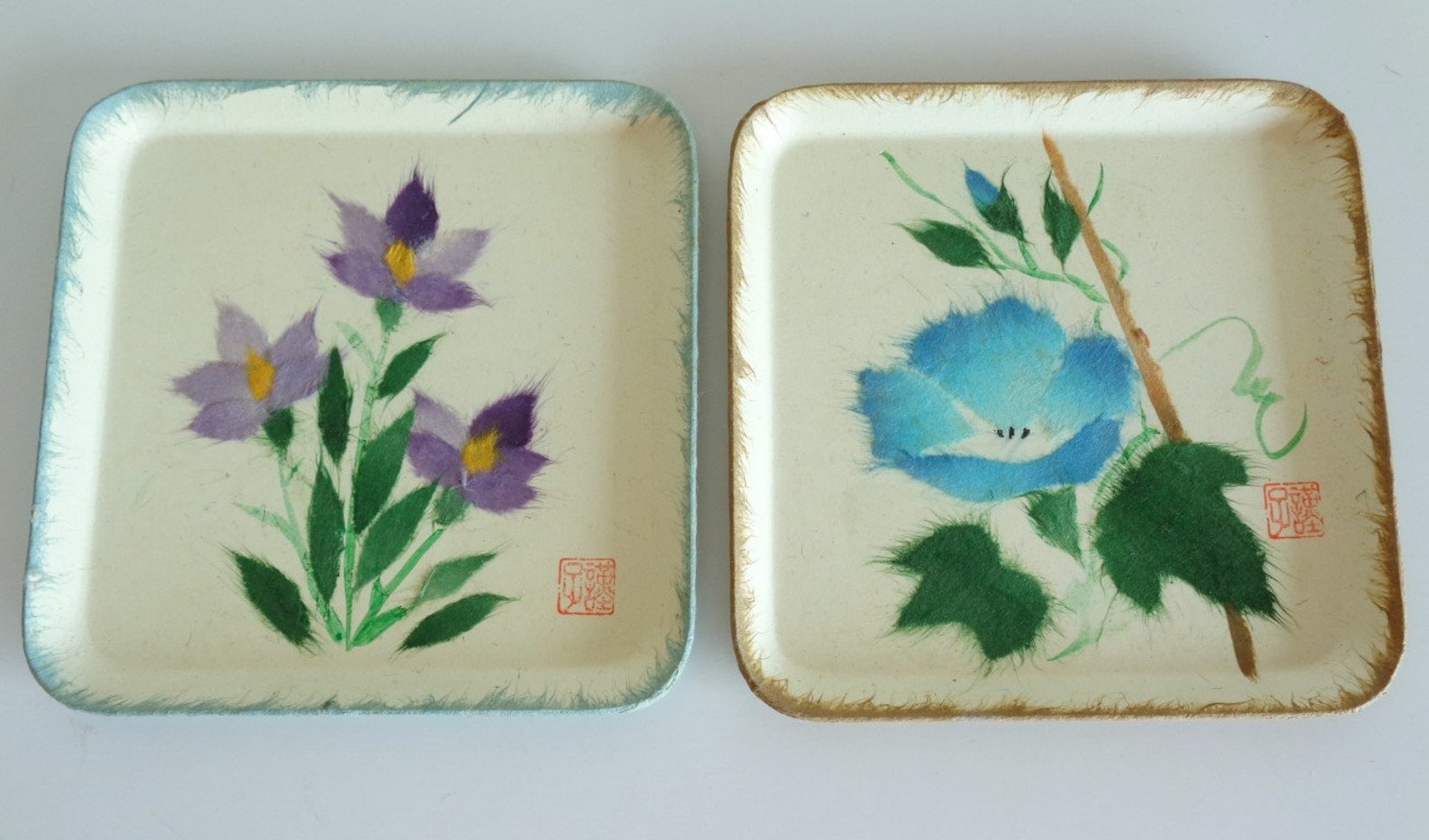 Japanese Chigiri-e ART Paper DECORATIVE Plates Washi Rice - Etsy