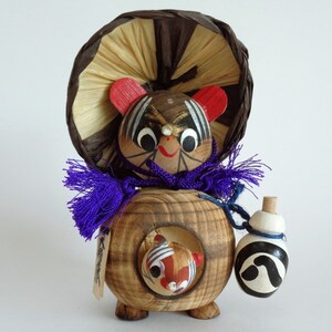 TANUKI Wooden Sculpture / Lucky Tanuki Okimono /vintage Japanese Wooden ...
