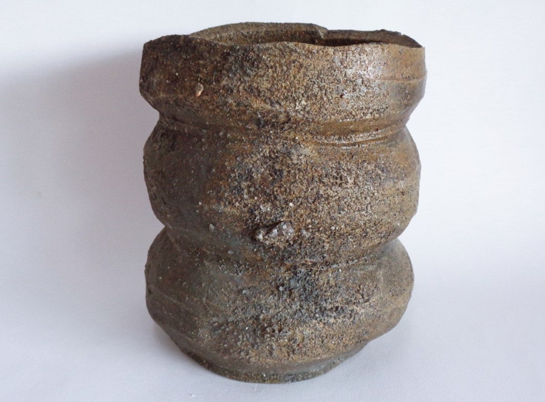 S7054# Old Bizen Vase-pot, Japanese Bizen-yaki Wood Fired Natural Ash ...