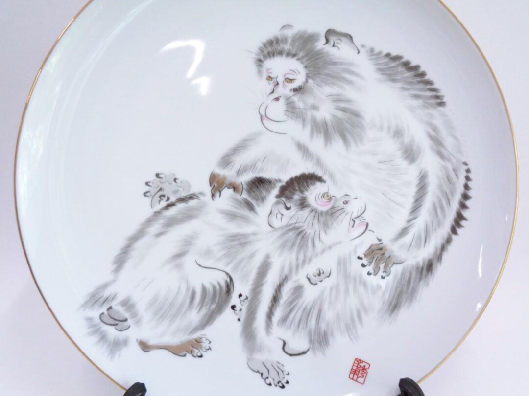 Monkeys Decorative Plate Japanese FUKAGAWA Luxury Porcelain Ornamental ...