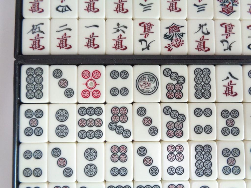 Mahjong Set, Vintage Japanese Riichi Mah-jong Full Kit in Case, "time ...