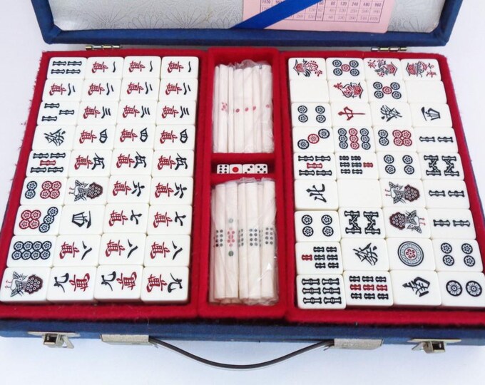 Japanese Riichi Mahjong Vintage Full Set in Wooden Case, "time Traces ...