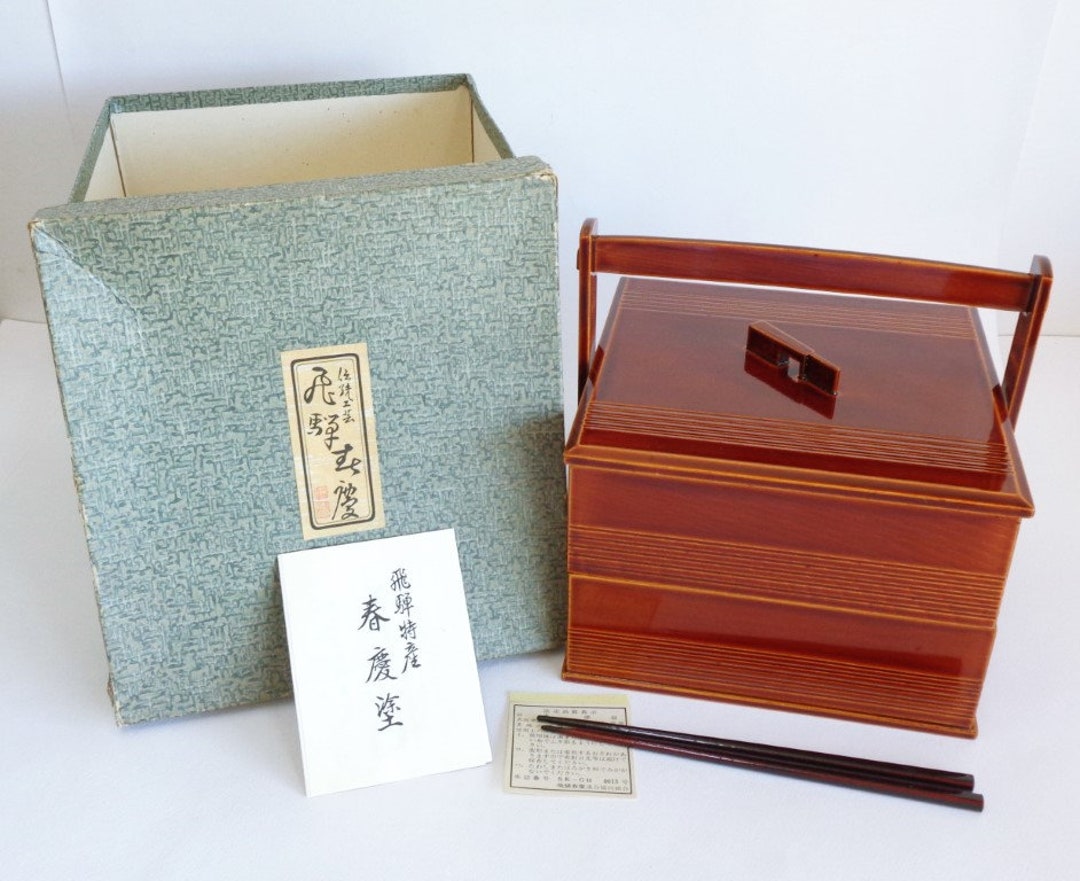 Jubako Handled Box & Chopsticks ,japanese Hana Shunkei-nuri Urushi ...