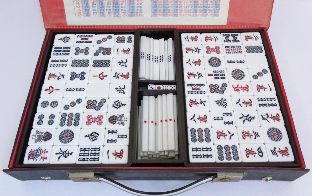 Mahjong Set, Vintage Japanese Mahjong Game Riichi Mahjong Full Set in ...