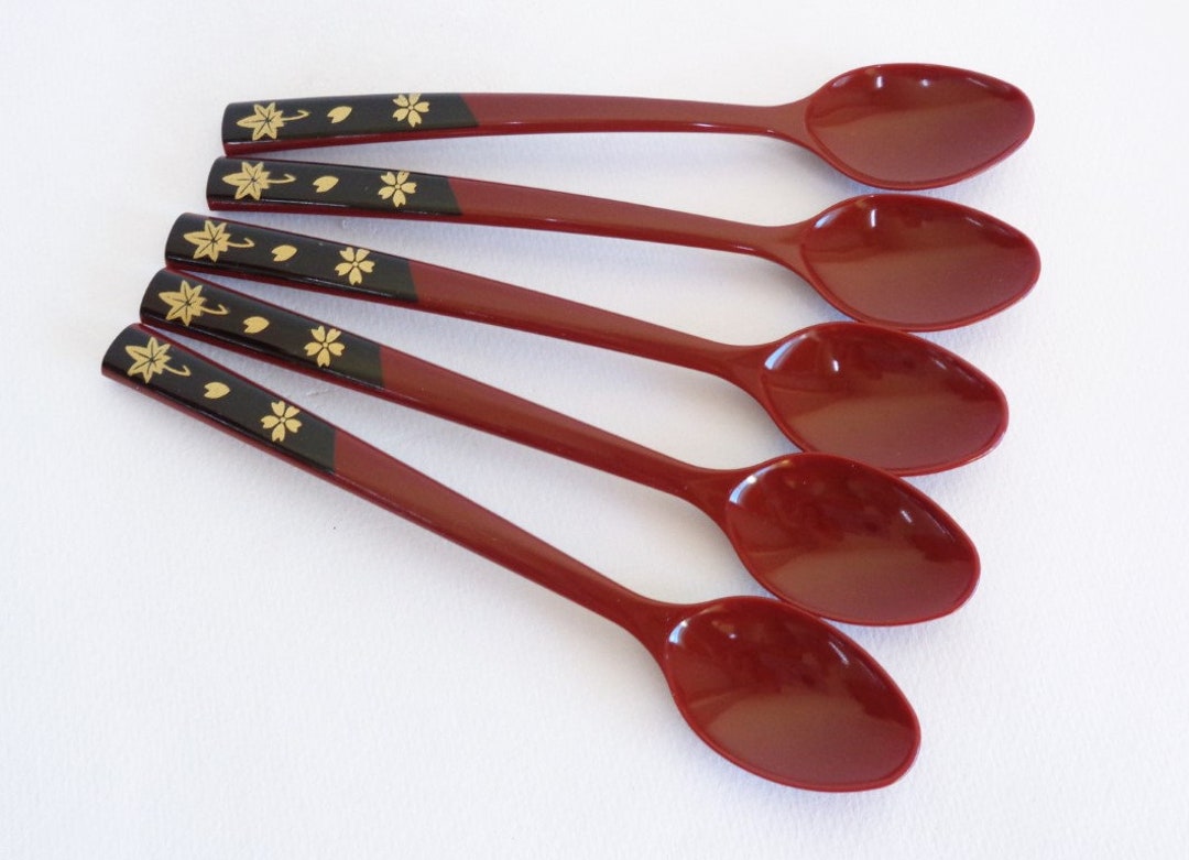 Tea Coffee Spoons Japanese Lacquerware, Set 5 Pcs #S7823 - Etsy