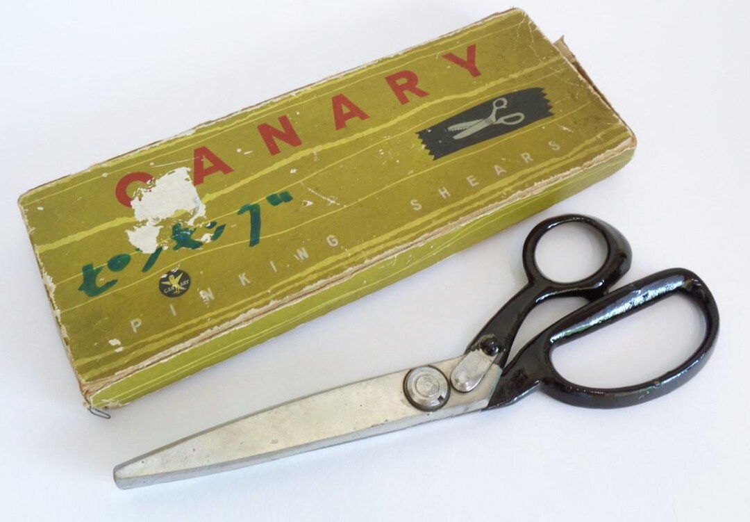 Old Canary Pinking Shears Sewing Scissors W/box, Japanese High-quality ...
