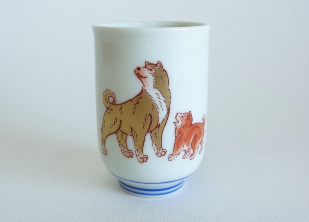 Akita Dog Sake Cup, Japanese Nabeshima Porcelain Small Cup Akita-inu ...
