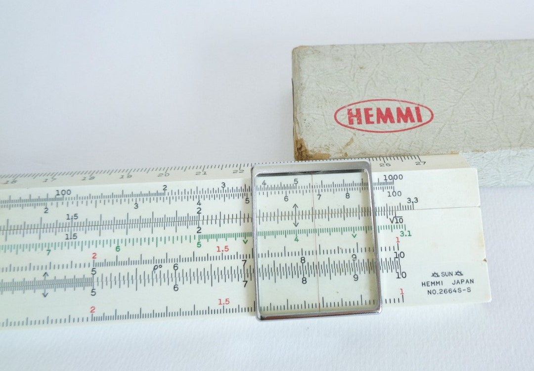 Sun Hemmi Bamboo Slide Ruler No.2664s-s in Original Case,vtg. Japanese ...