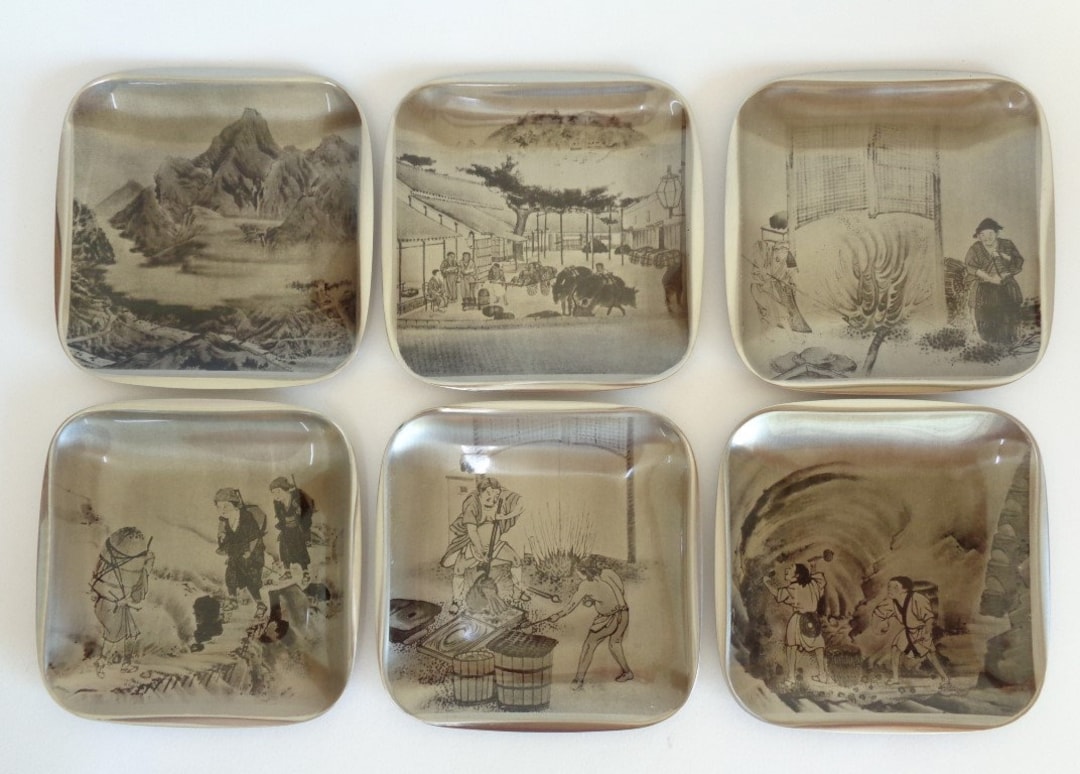 Japanese Stainless Steel 18-8 Dessert Plates With Japan Art Pattern ...