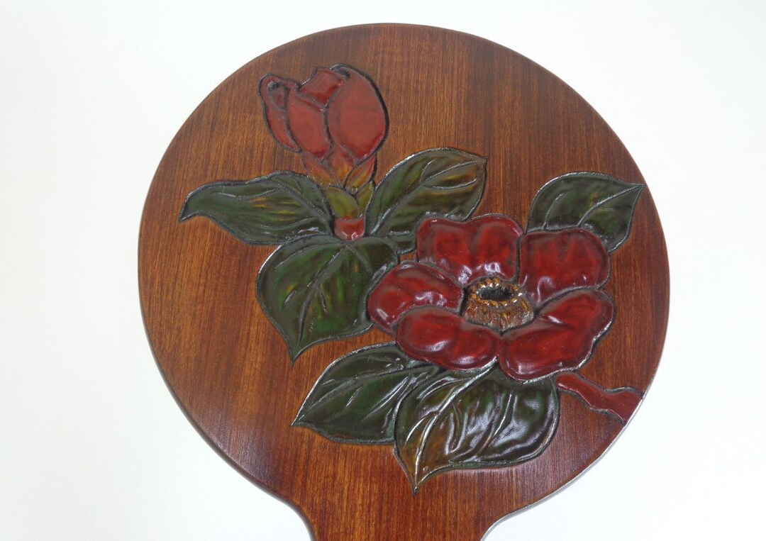 Geisha Hand Mirror Japanese Okayama Ujo-bori Lacquerware & Wood Craft ...