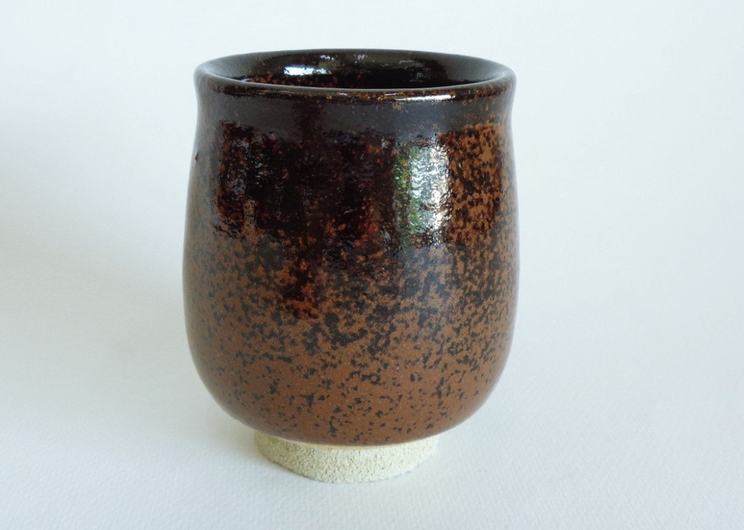 6878 Tenmoku Yunomi Tea Cup,japanese Artistic Pottery Natural Tenmoku ...