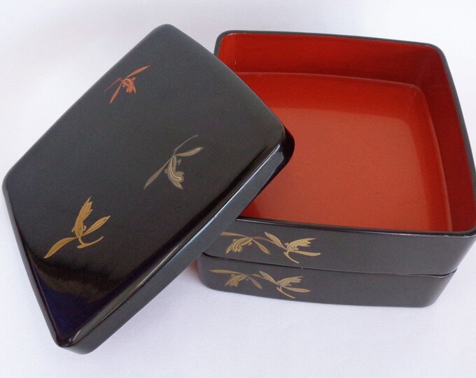 S6531# Antique Jubako Box,japanese Lacquered Wood Jubako Bento Box With ...