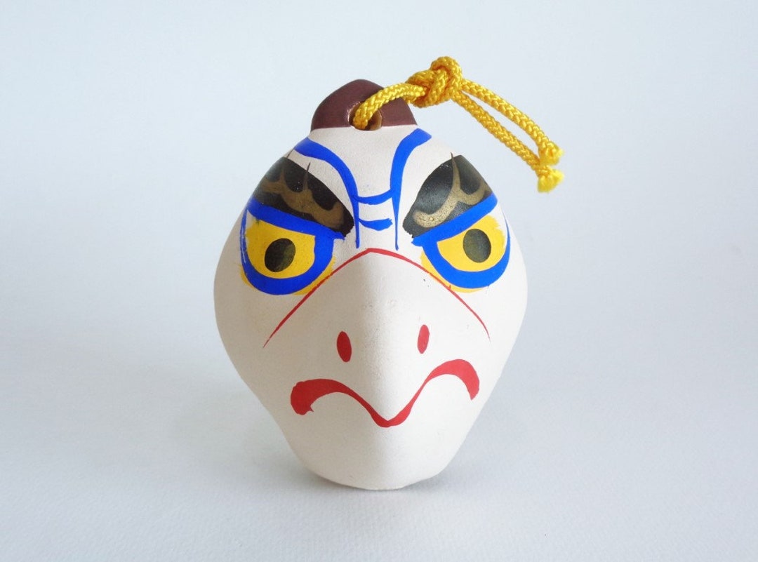 Karasu Crow Tengu Head-mask Japanese Handmade Clay Dorei Bell,art ...