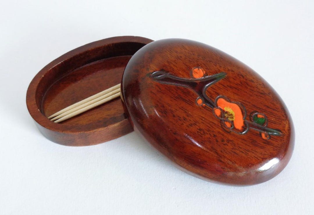 Japanese Toothpick Holder Hand Made, Urushi Lacquered Wood Small Box ...