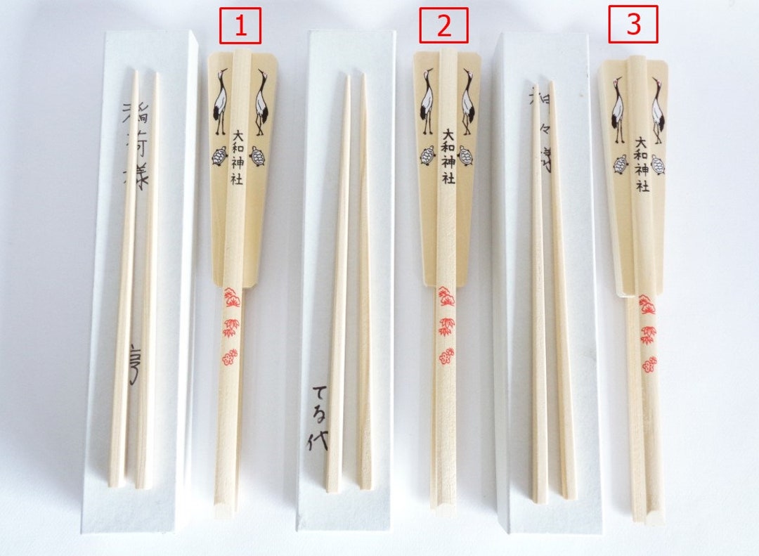 Japanese Wooden Chopsticks in Fan Shaped Case, Crane-tortoise Design ...