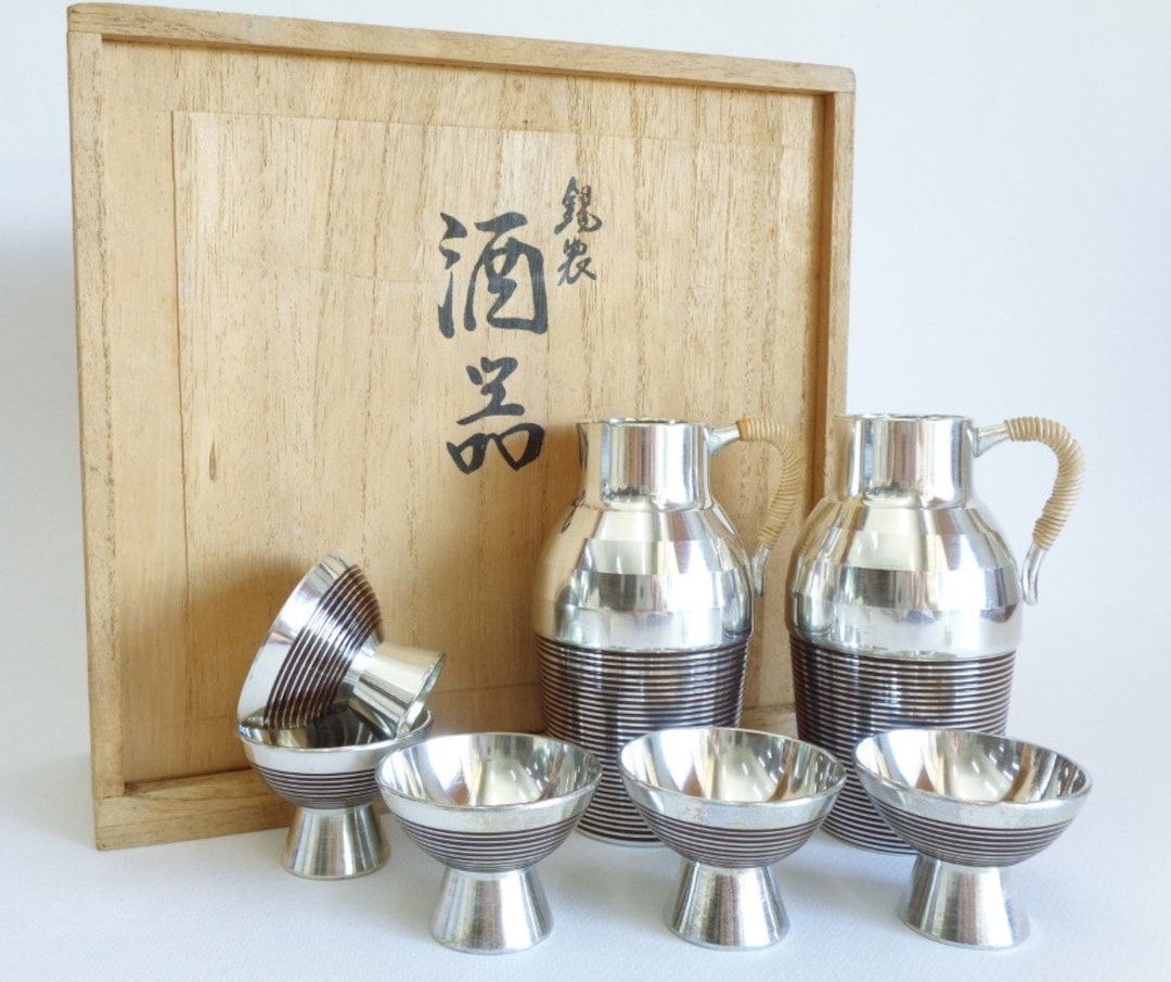 Tin Sake Set Shuki,japanese Special Soft Superb Pewter may Bent With ...