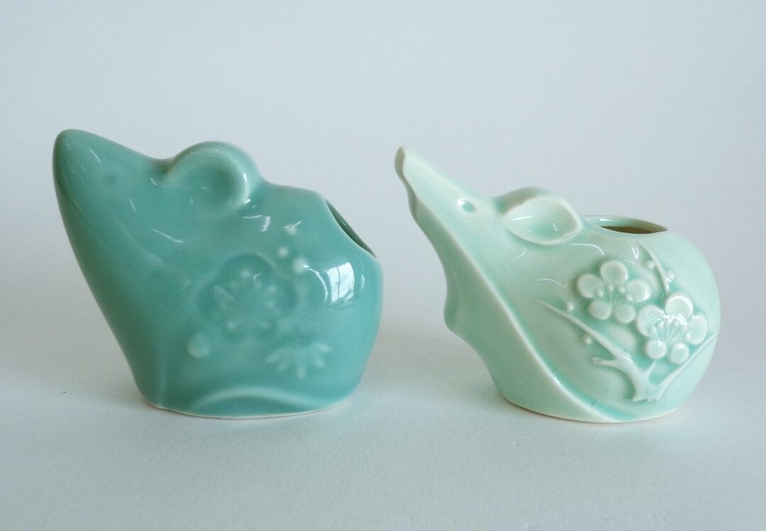 S5847 Rats Toothpick Holder Group of 2 Pcs. Japanese Ceramic Toothpick ...