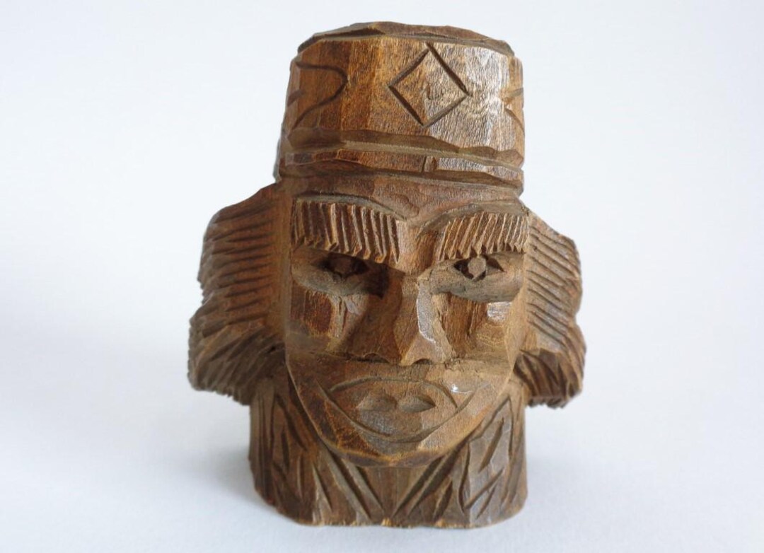 Antique Ainu Women Wooden Mask Japanese Hokkaido Wood Carving Okimono ...