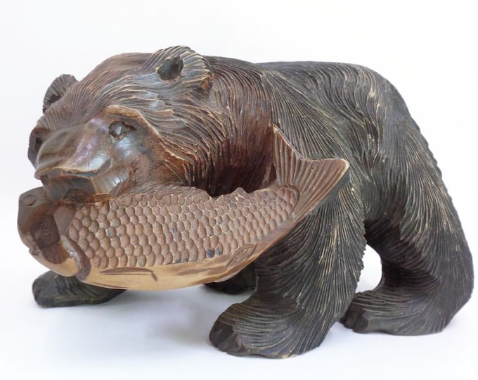 Antique Kibori Kuma Wood Carved Bear Sculpture, Vintage Japanese AINU ...