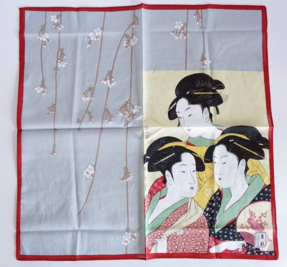 S5775# Ukiyoe Handkerchief , Japanese High-quality Co… - Gem