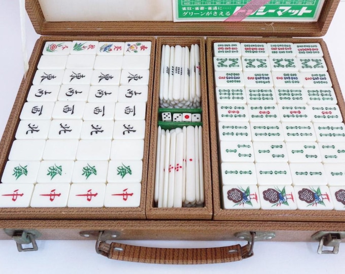 Old Mahjong Luxury Set Bamboo Base on Tiles, Very Vintage Japanese ...