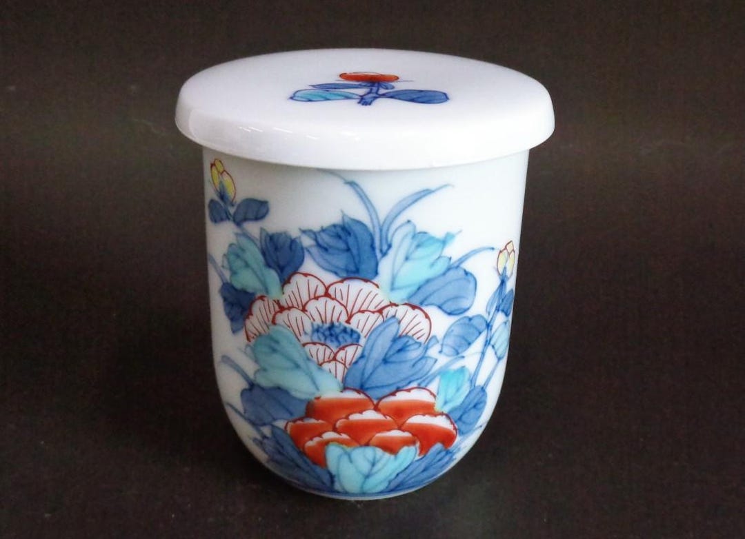 Yunomi Lidded Tea Cup Japanese Nabeshima Kakiemon Hand Painted ...