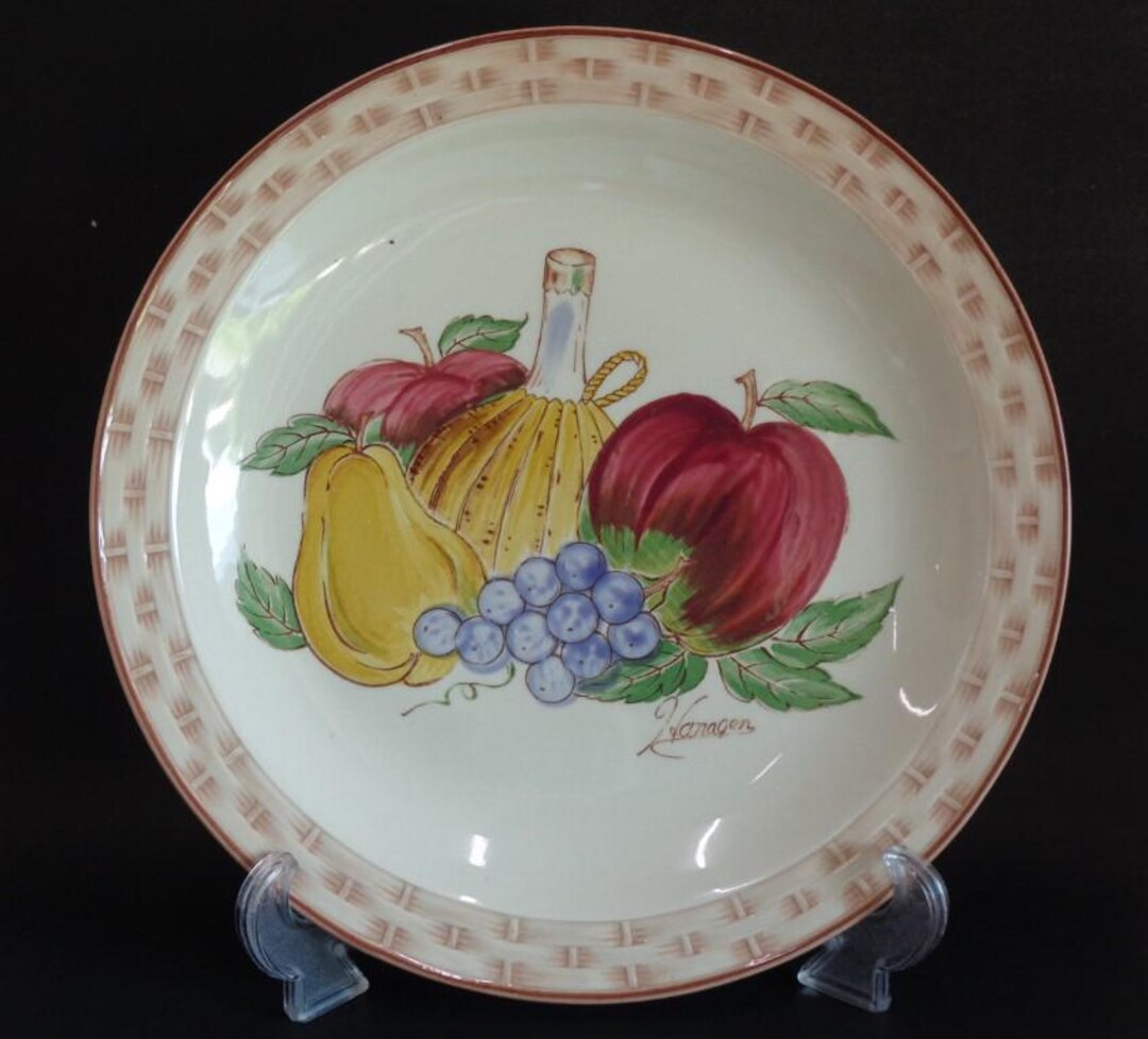 Hand-painted Decorative Fruits Plate (31.5cm) Vintage Japanese Hanagen ...