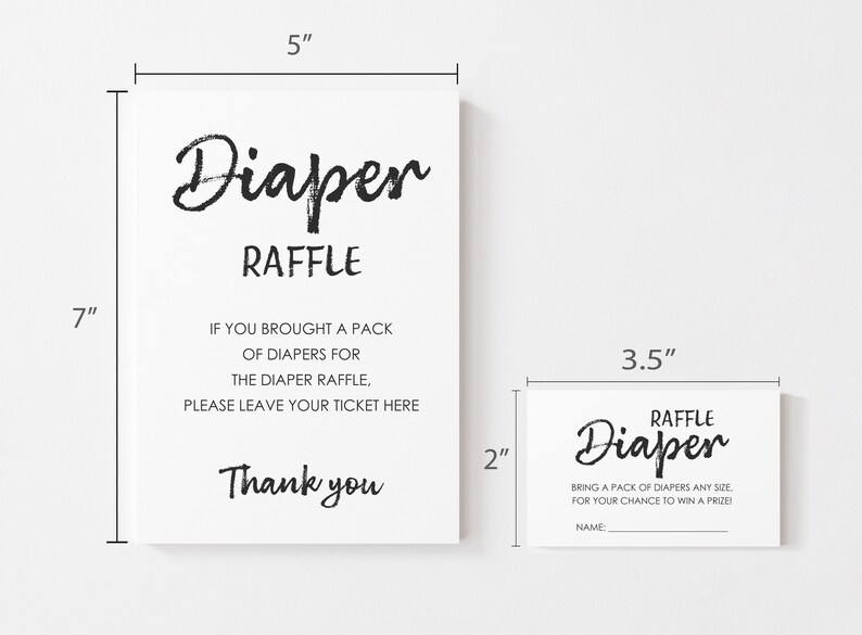 Diaper Raffle Card, Diaper Card, Table Top Sign/card & Raffle Card ...