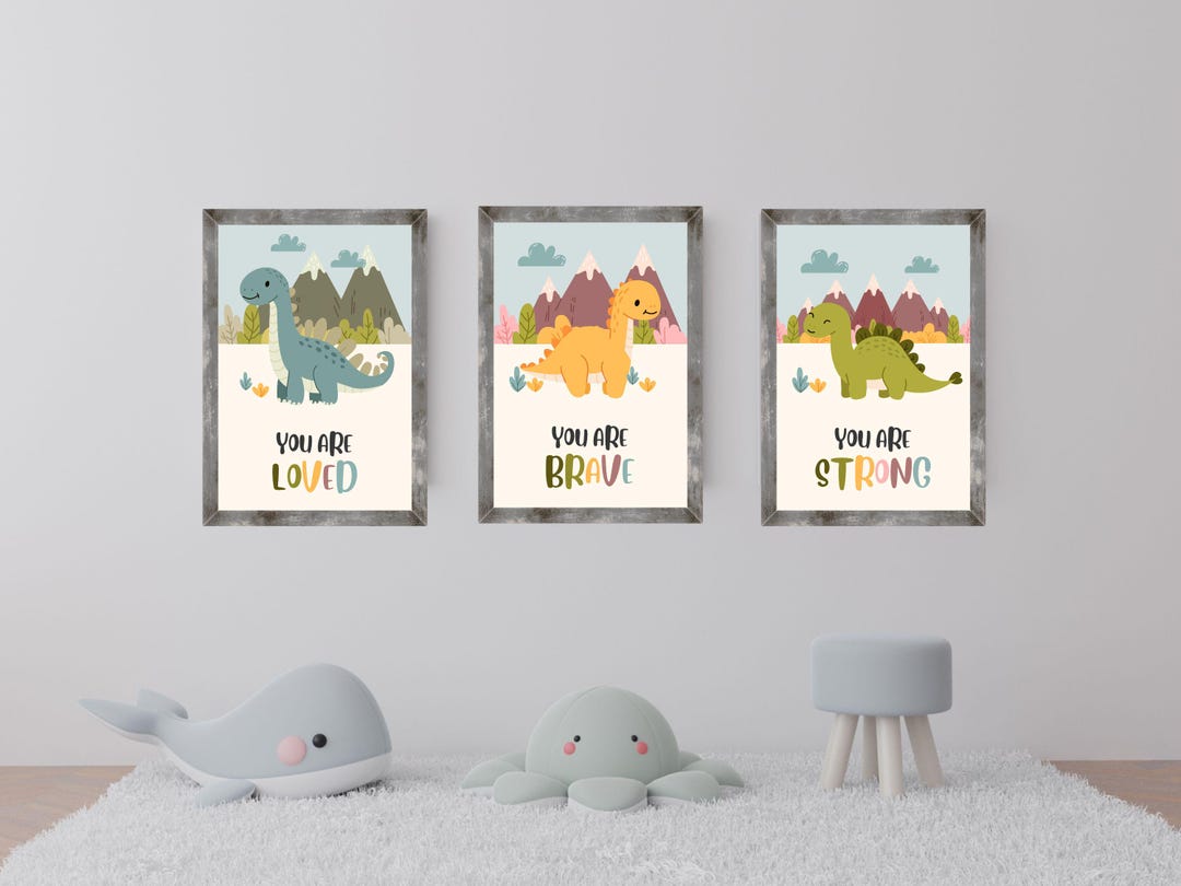 Dinosaur Posters With Positive Affirmations – Motivational Wall Art for ...
