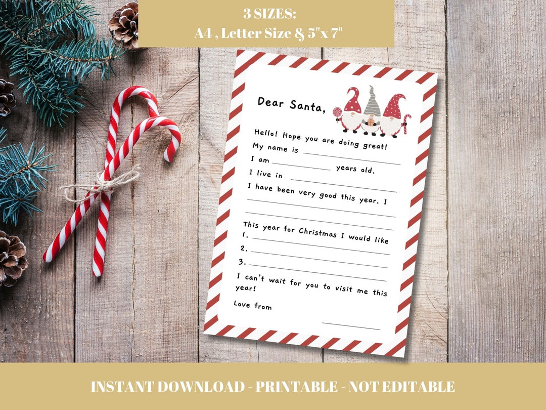 Carta a Santa / Querido Santa Claus IMPRIMIBLE - Etsy España