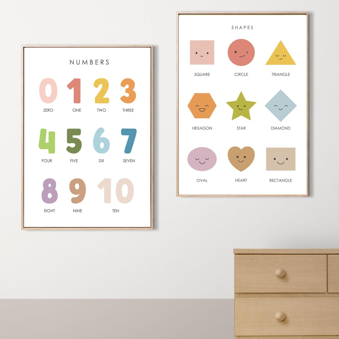 Numbers and Shapes Posters - Printable Kids Wall Art – Instant Download ...