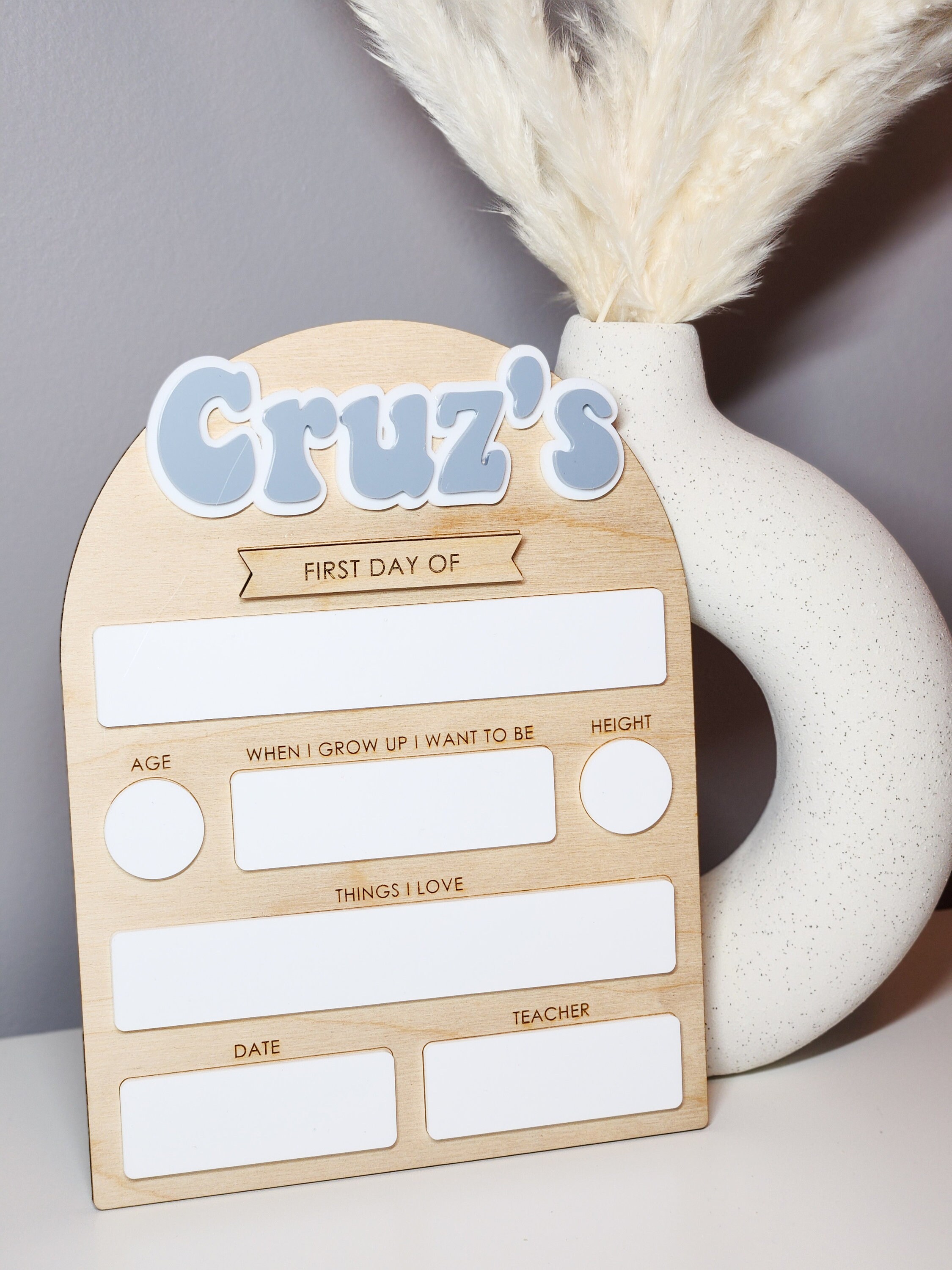 First Day of School Sign Personalized With Name, Reusable Dry Erase ...