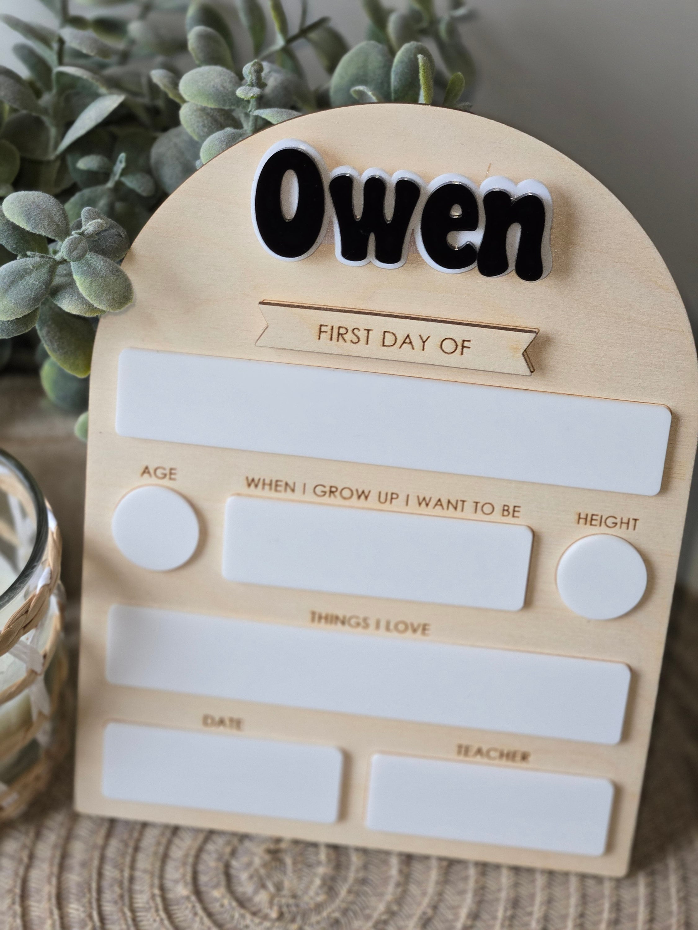 First Day of School Sign Personalized With Name, Reusable Dry Erase ...