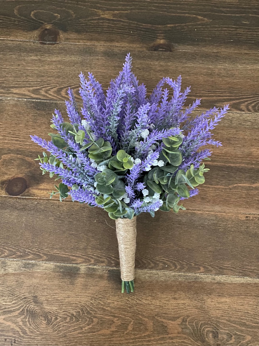 Lavender, Baby's Breath & Eucalyptus Bridal Bouquet, Bridesmaid Bouquet ...