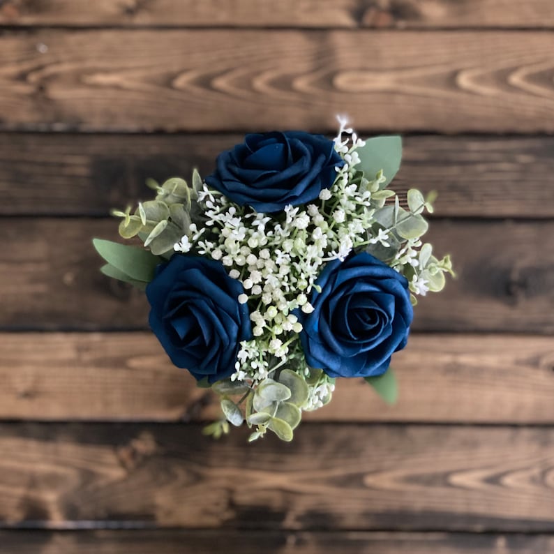 Navy Rose Bridal Bouquet Navy Rose Bridesmaid Bouquet - Etsy